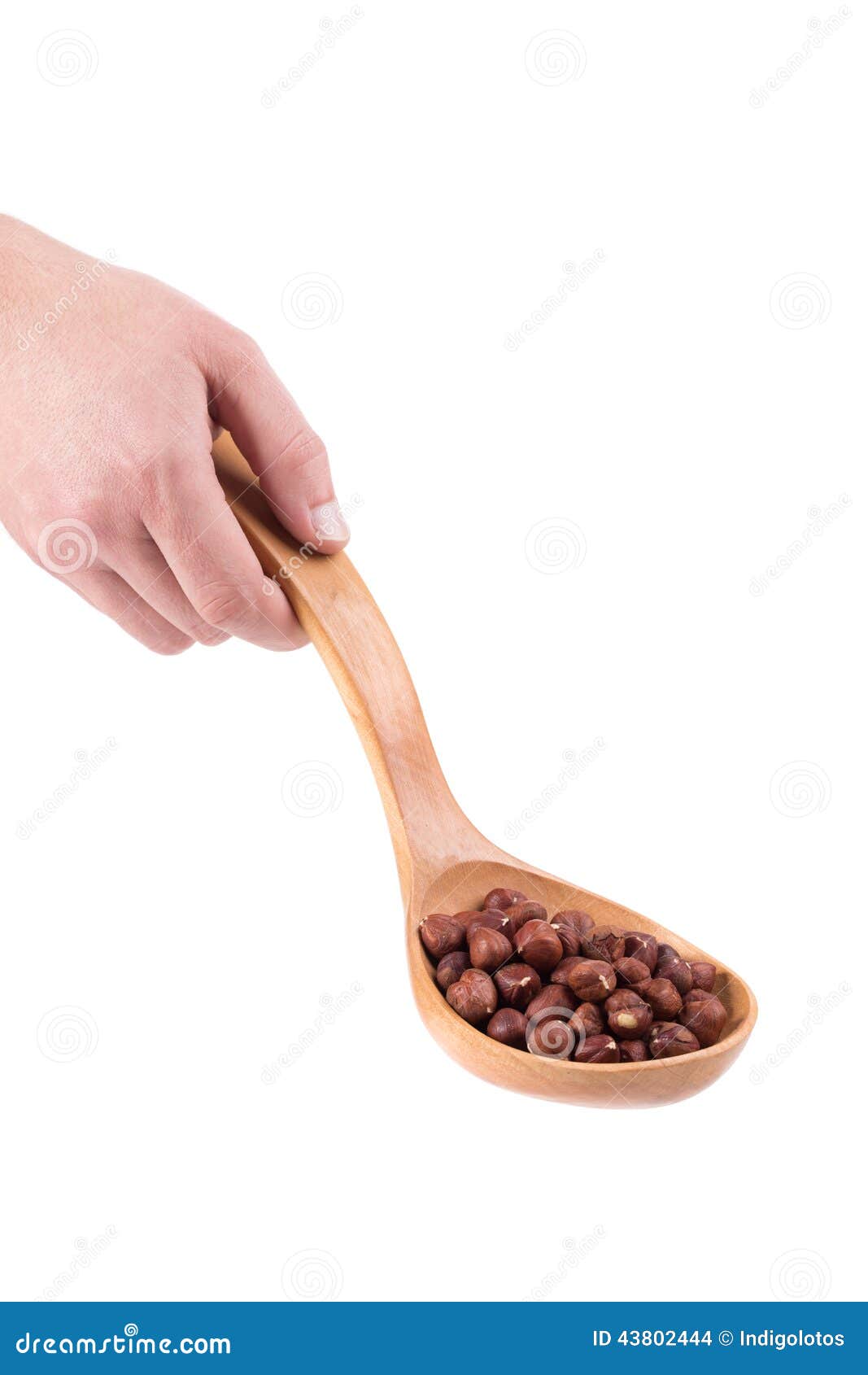 Wooden spoon with nuts. stock photo. Image of shot, background - 43802444