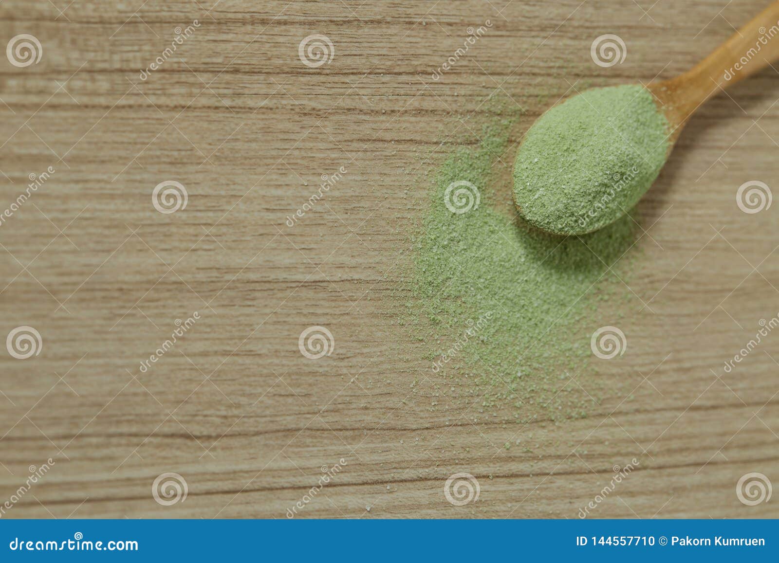 Wooden Spoon with Powdered Matcha Green Tea Stock Photo - Image of ...