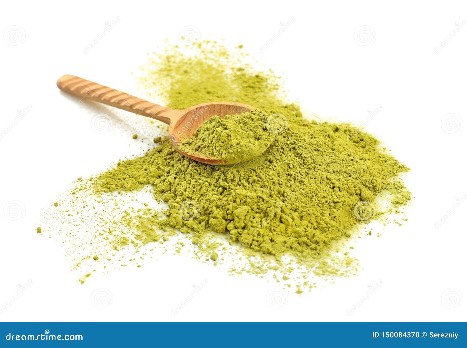 Wooden Spoon with Powdered Matcha Tea, on White Background Stock Photo ...