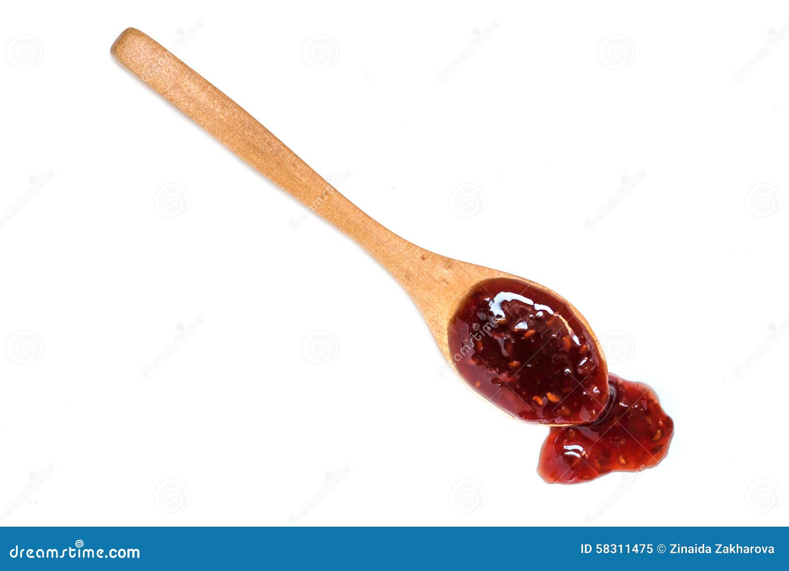 Wooden Spoon with Raspberry Jam Stock Image - Image of food, drop: 58311475