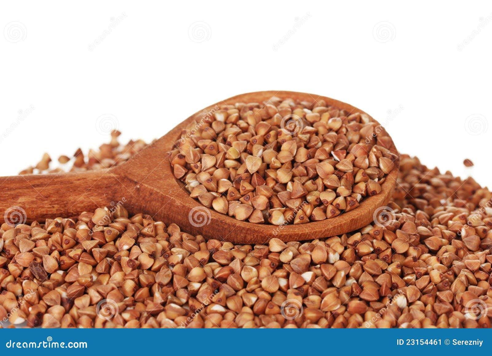 Wooden Spoon with Raw Buckwheat Stock Image - Image of white, wooden ...