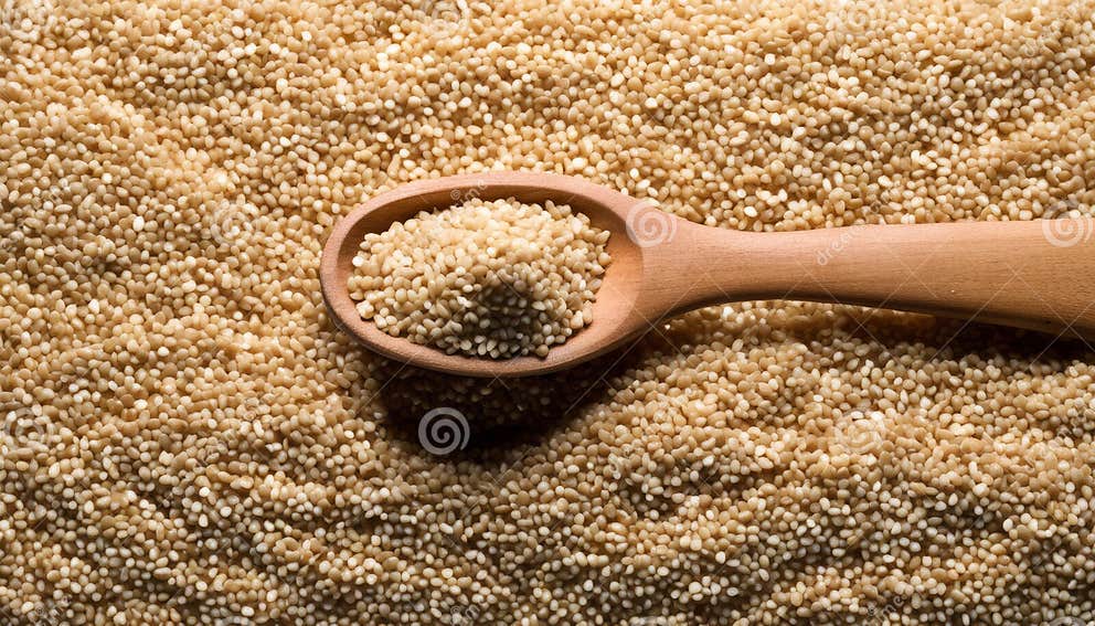 A Wooden Spoon is Scooping Up Rice Stock Illustration - Illustration of ...