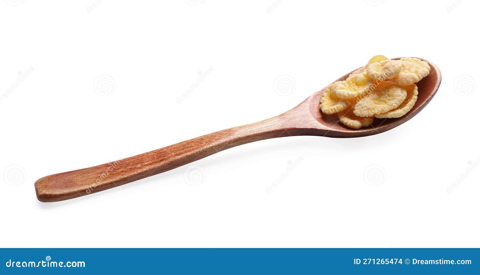 Wooden Spoon of Tasty Crispy Corn Flakes on White Background Stock ...