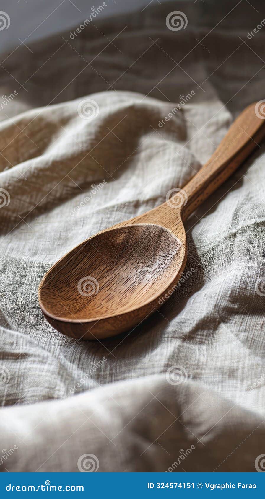 Wooden Spoon on Textured Fabric Surface, Natural Kitchenware Concept ...