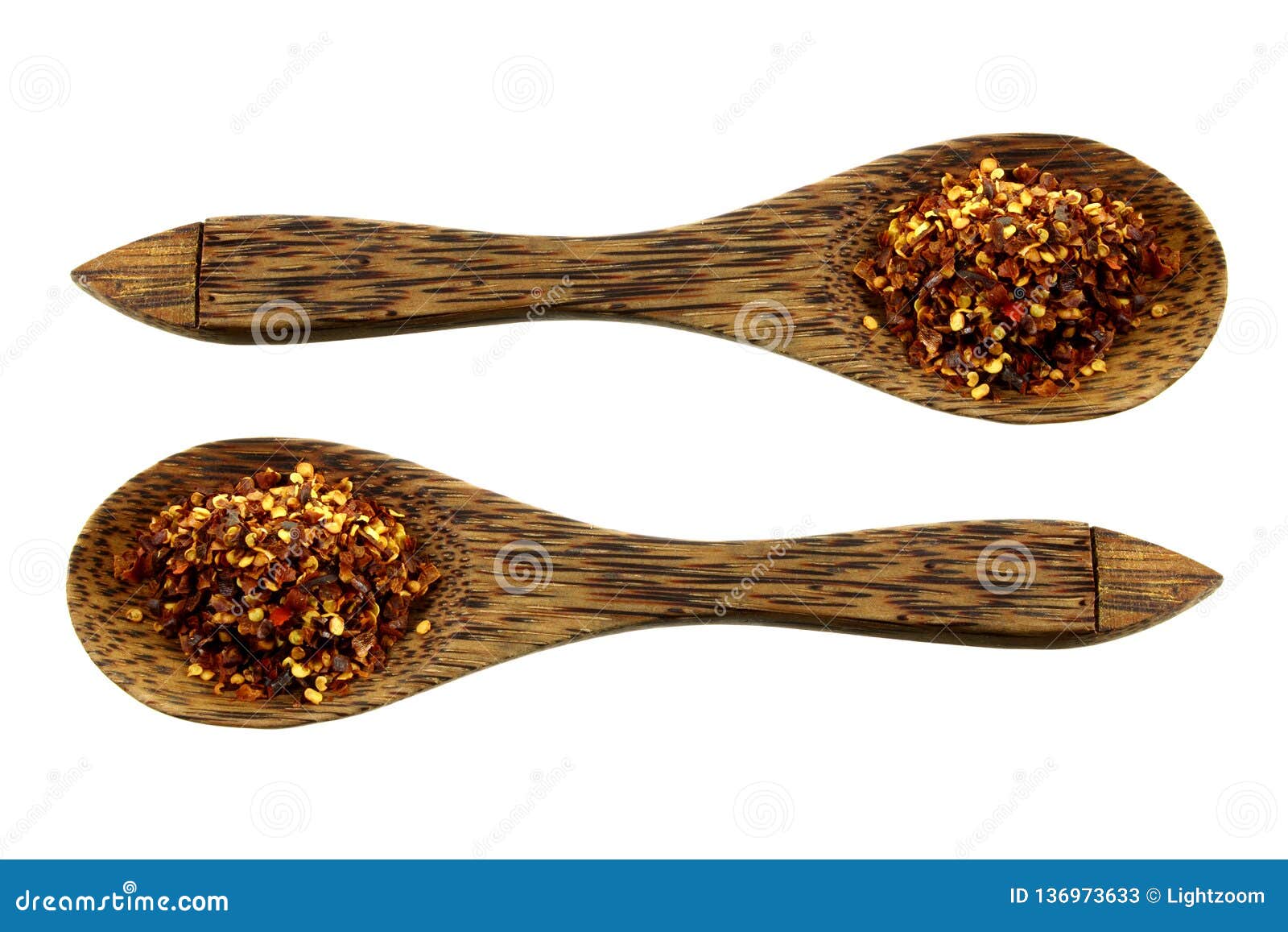 Wooden Spoons with Chilli Flakes Stock Image - Image of still, life ...