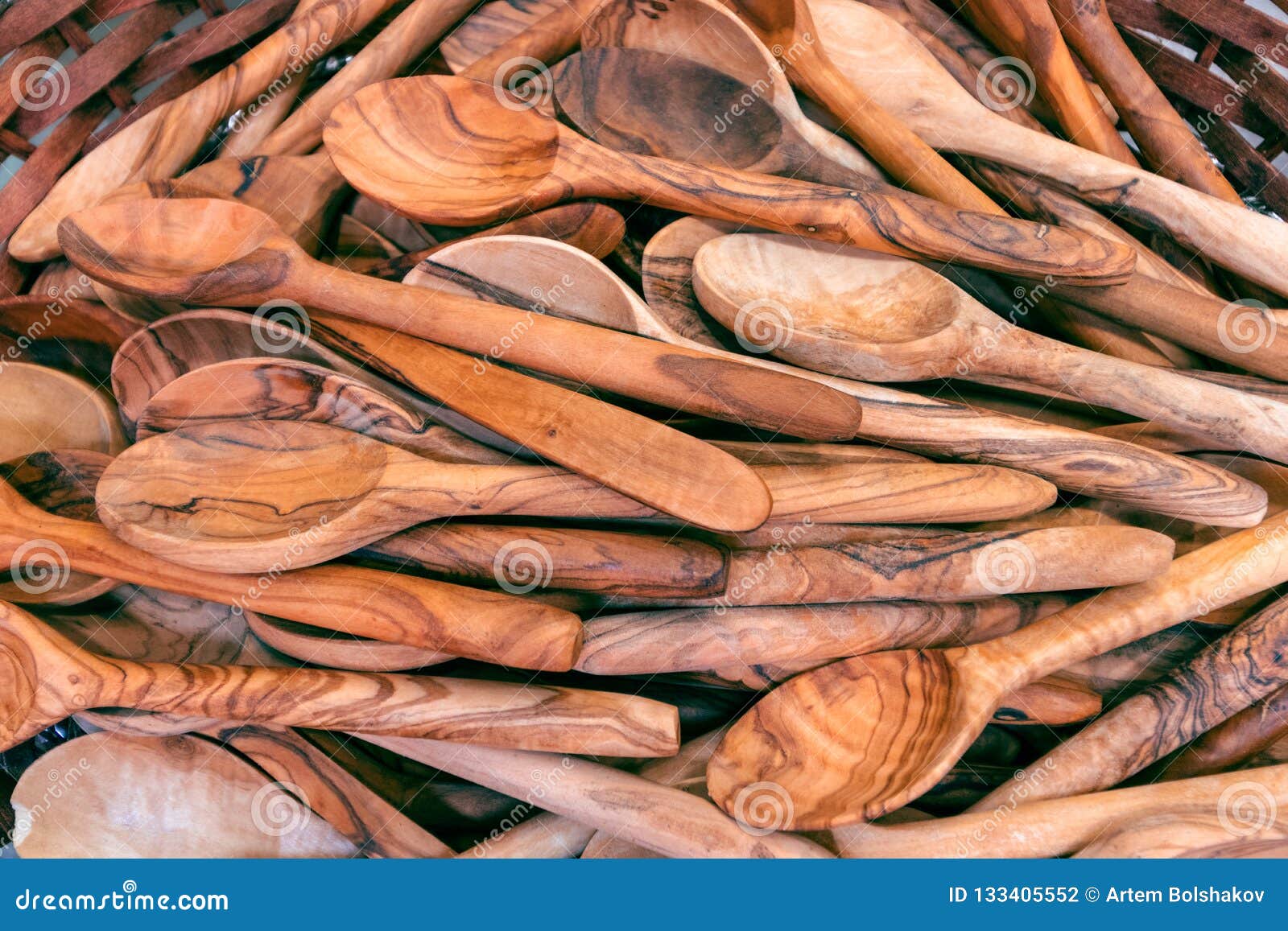 Wooden Spoons Collection. Texture of Wooden Spoons, Background O Stock ...