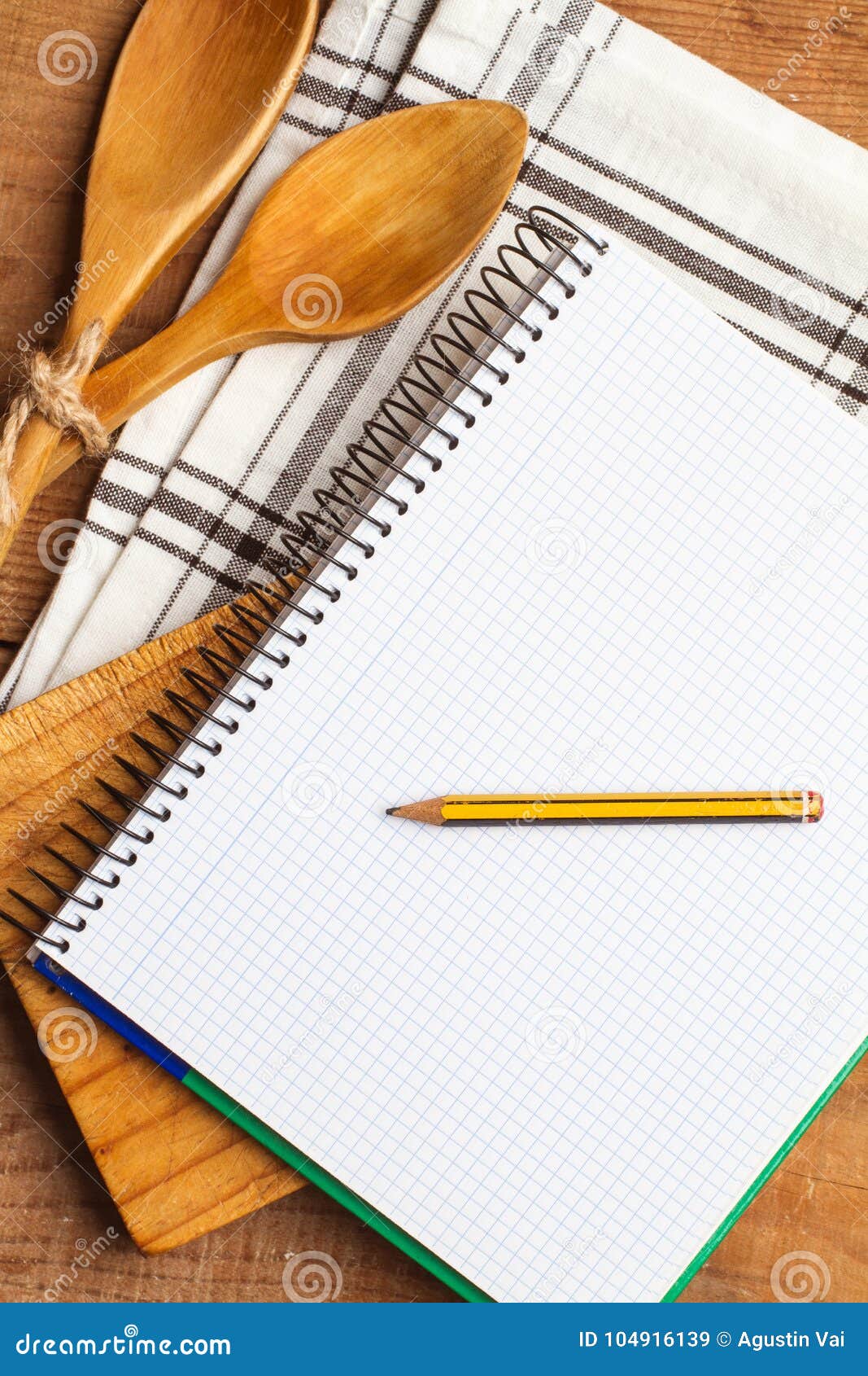 Wooden spoons and cookbook stock image. Image of cloth - 104916139