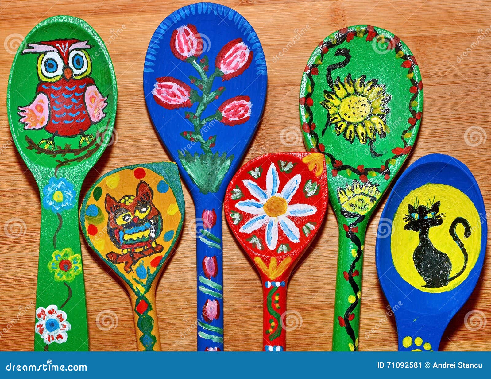 Wooden Spoons Painted stock image. Image of cooking, plant - 71092581