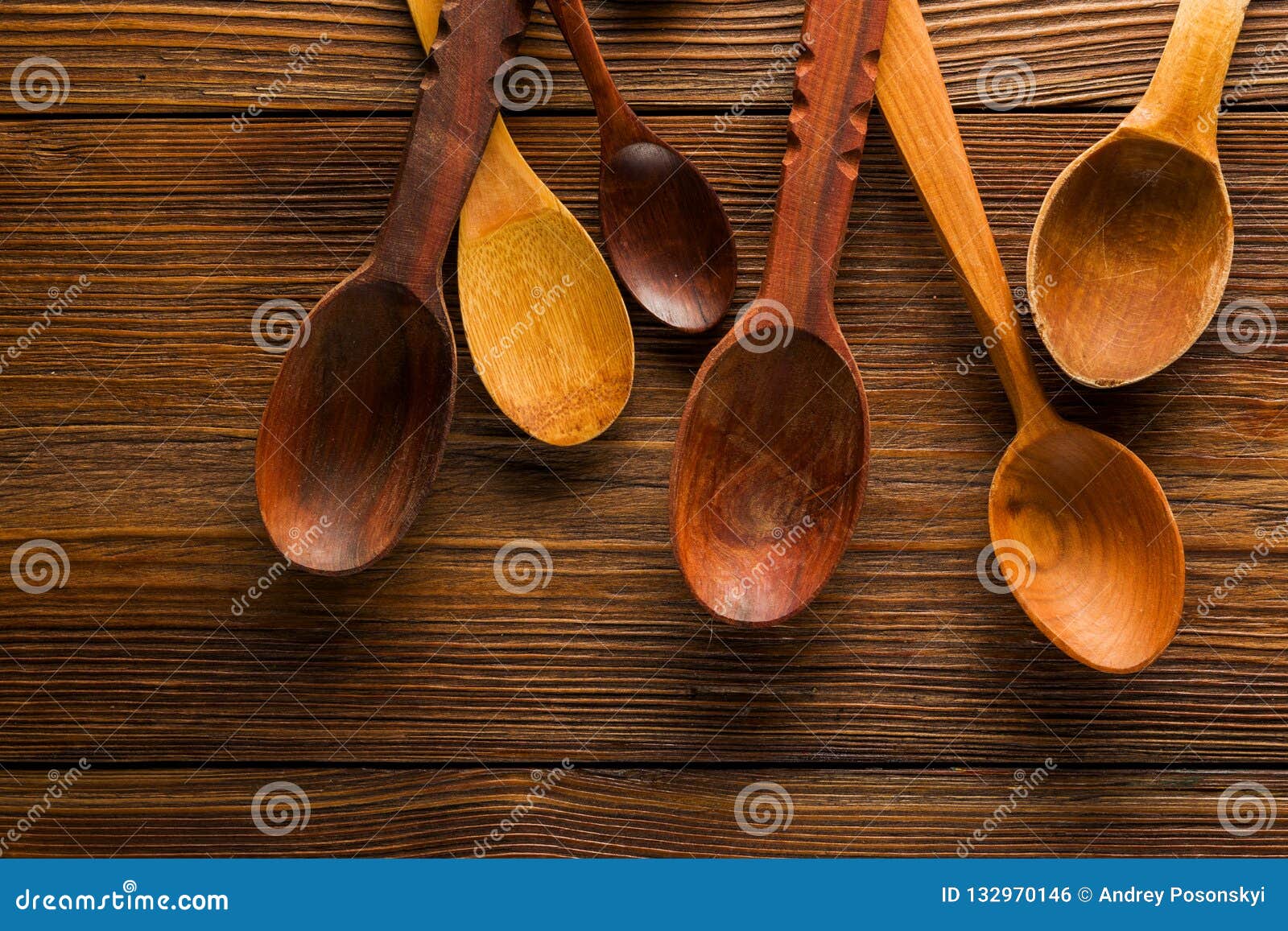 Wooden spoons on the table stock photo. Image of handmade - 132970146