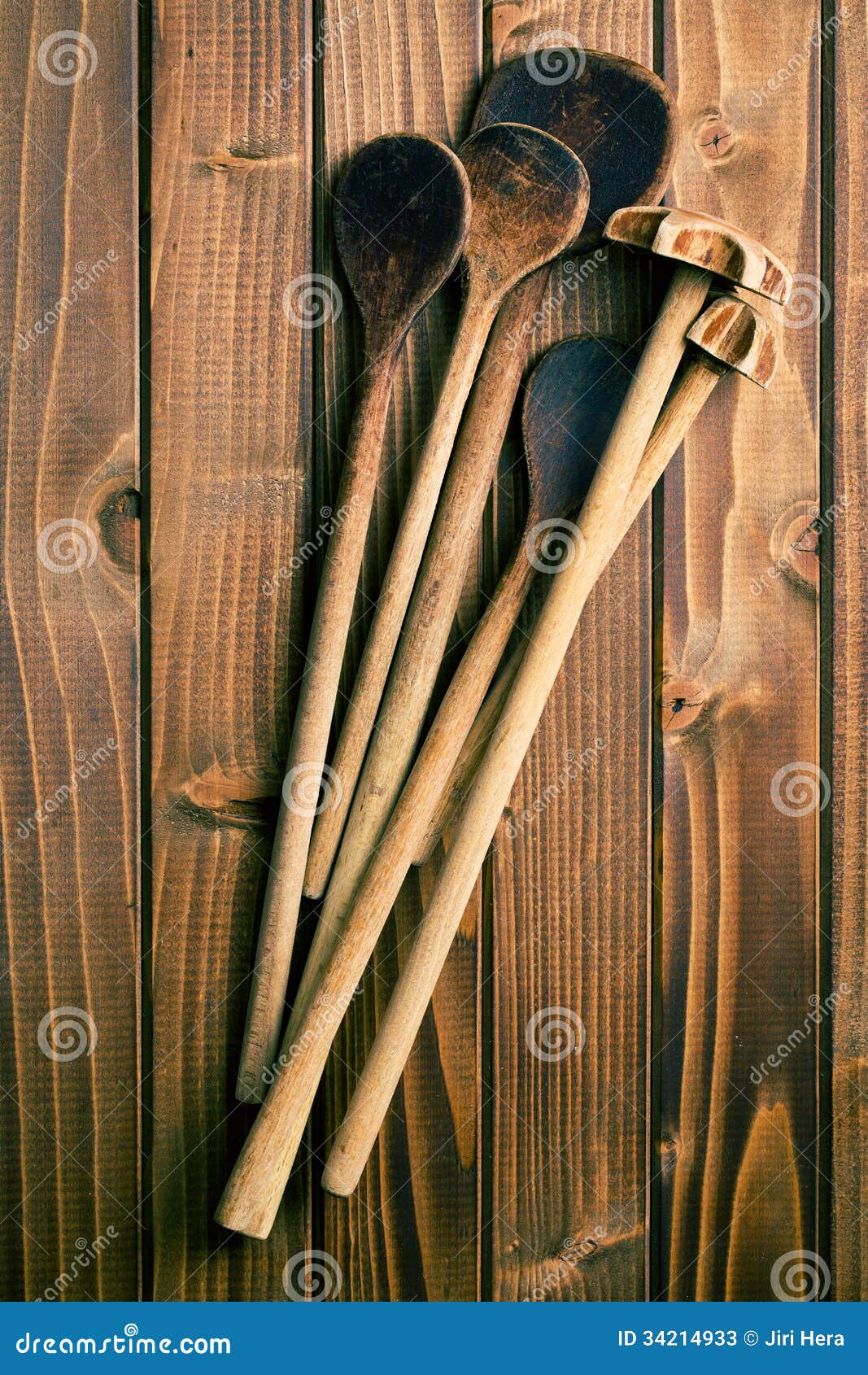 Wooden spoons on table stock image. Image of tool, items - 34214933