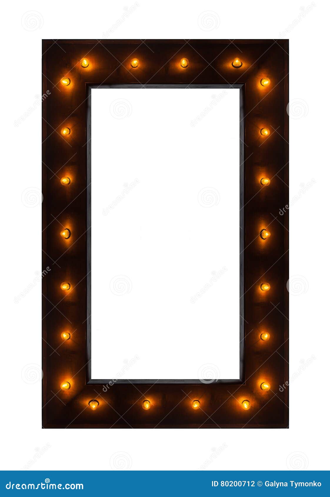 Wooden Square Frame with Lights Around the Edges and Place for Text ...