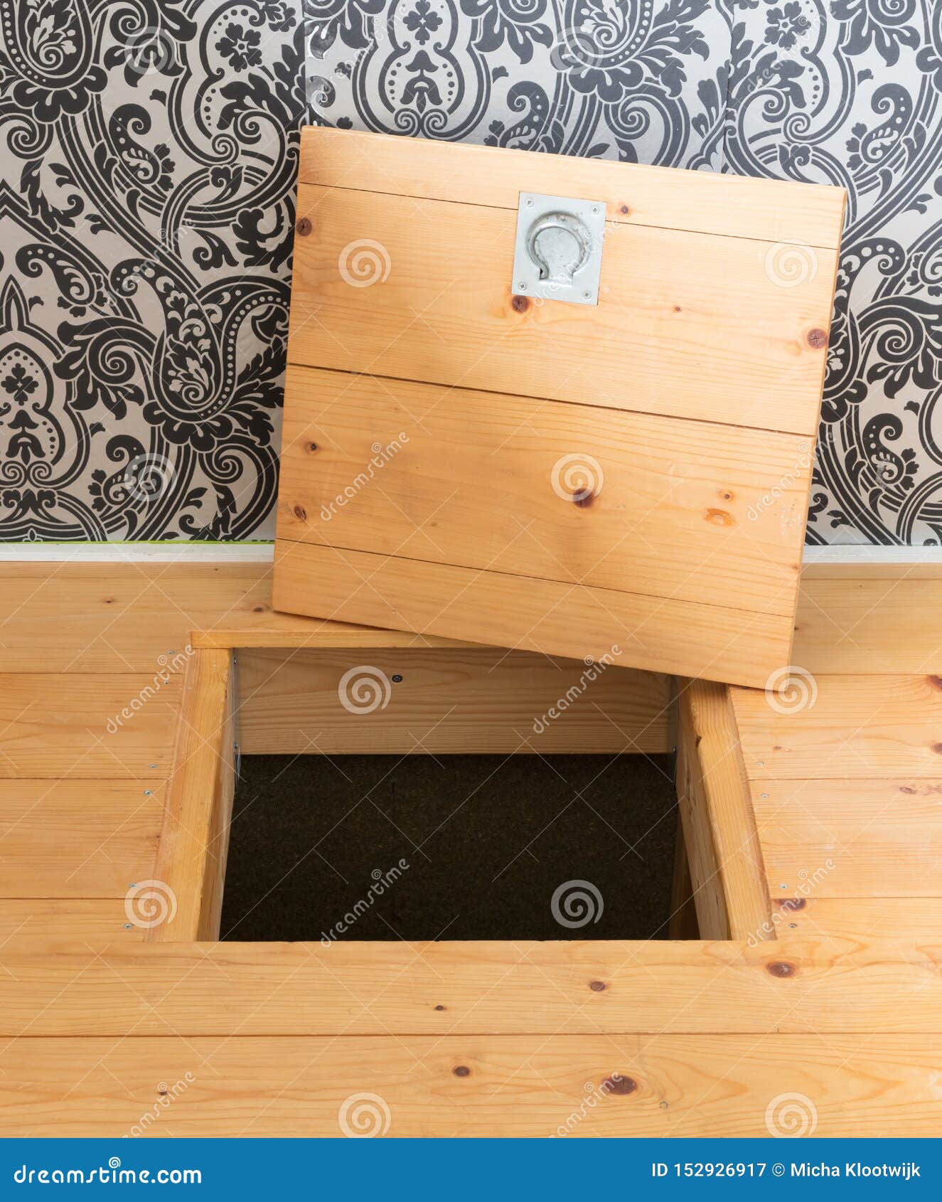 Wooden Square Old Hatchway in the Cellar Stock Image - Image of blue ...