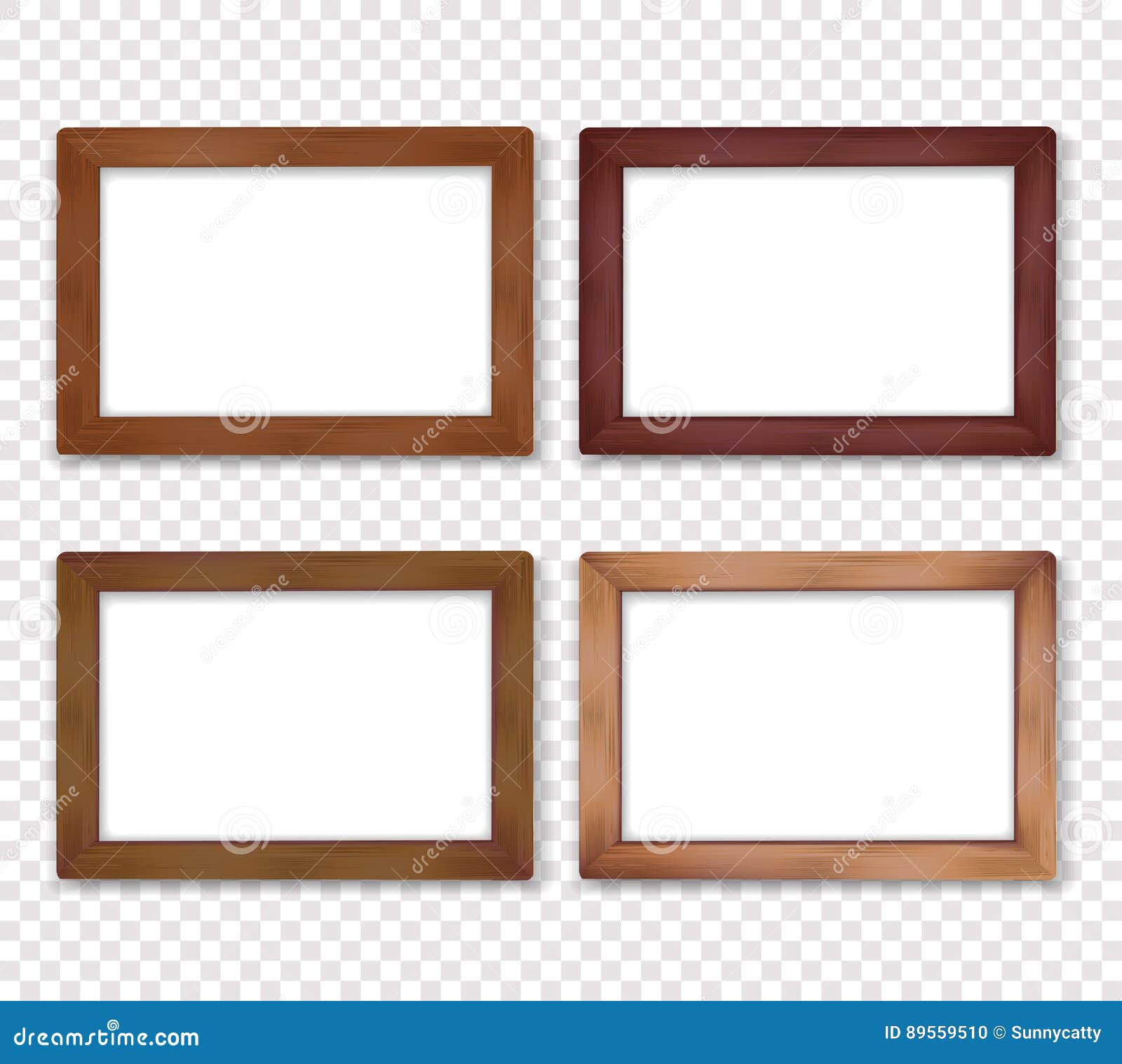 Wooden Square Vector Photo Frame Collection Stock Vector - Illustration ...