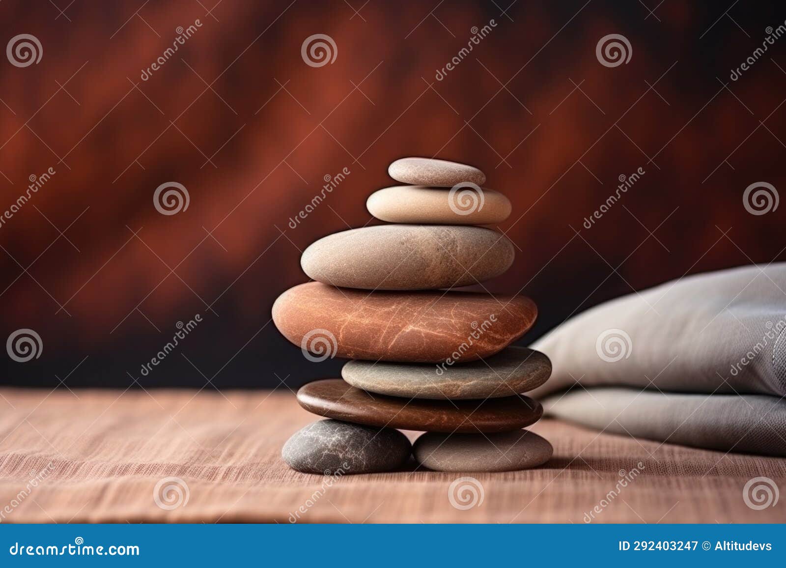 A Wooden Stack of Round Smooth Stones on a Yoga Mat Stock Image - Image ...