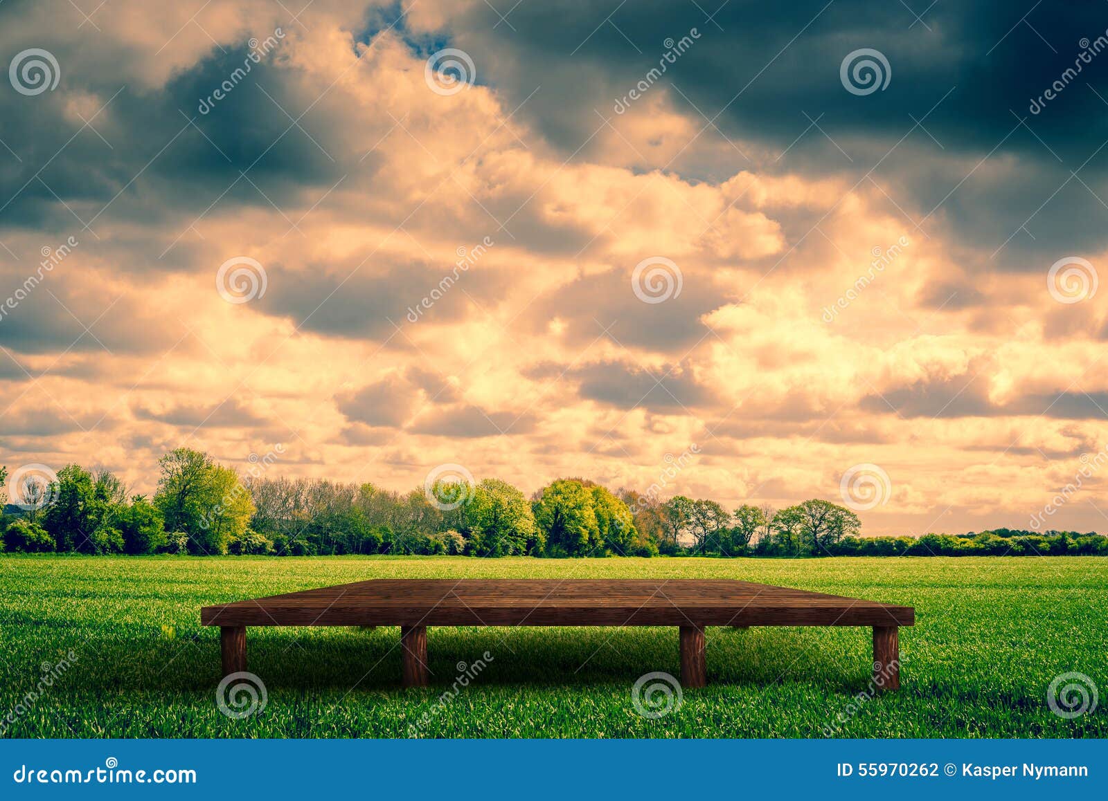 Wooden stage on a field stock photo. Image of forest - 55970262