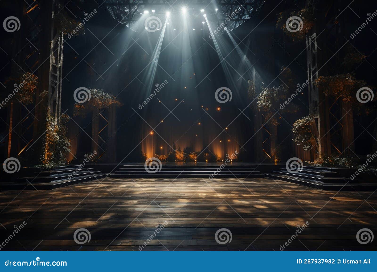 Wooden Stage and Lights. a Captivating Performance Setting Stock ...