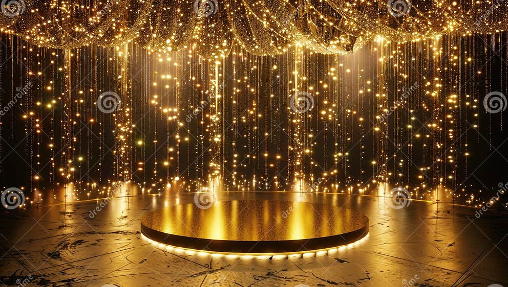 A Wooden Stage Lit Up by a Spotlight Under the Night Sky Stock Photo ...