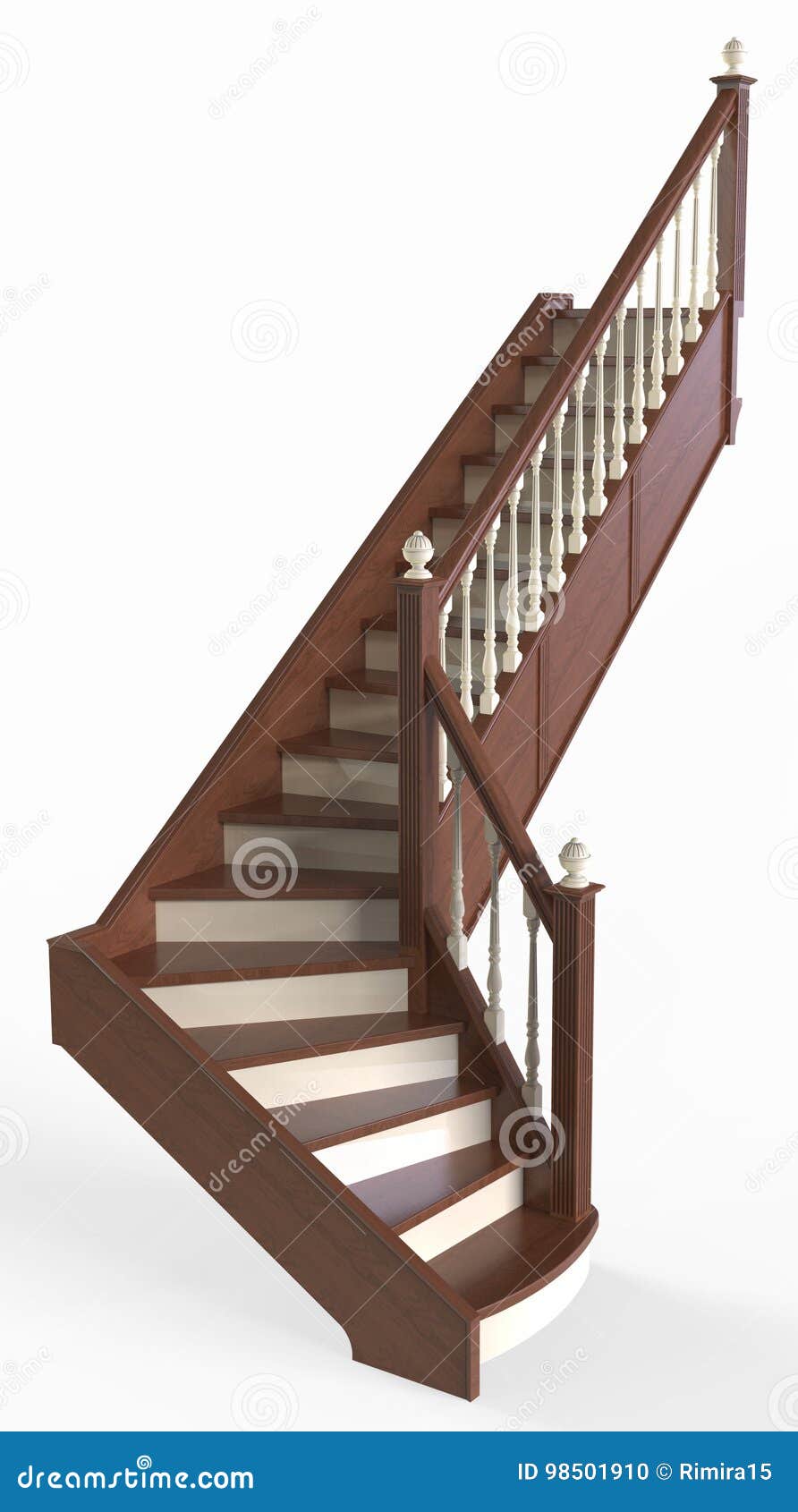 Wooden Staircase Vector. 3D Realistic Illustration. Front View ...