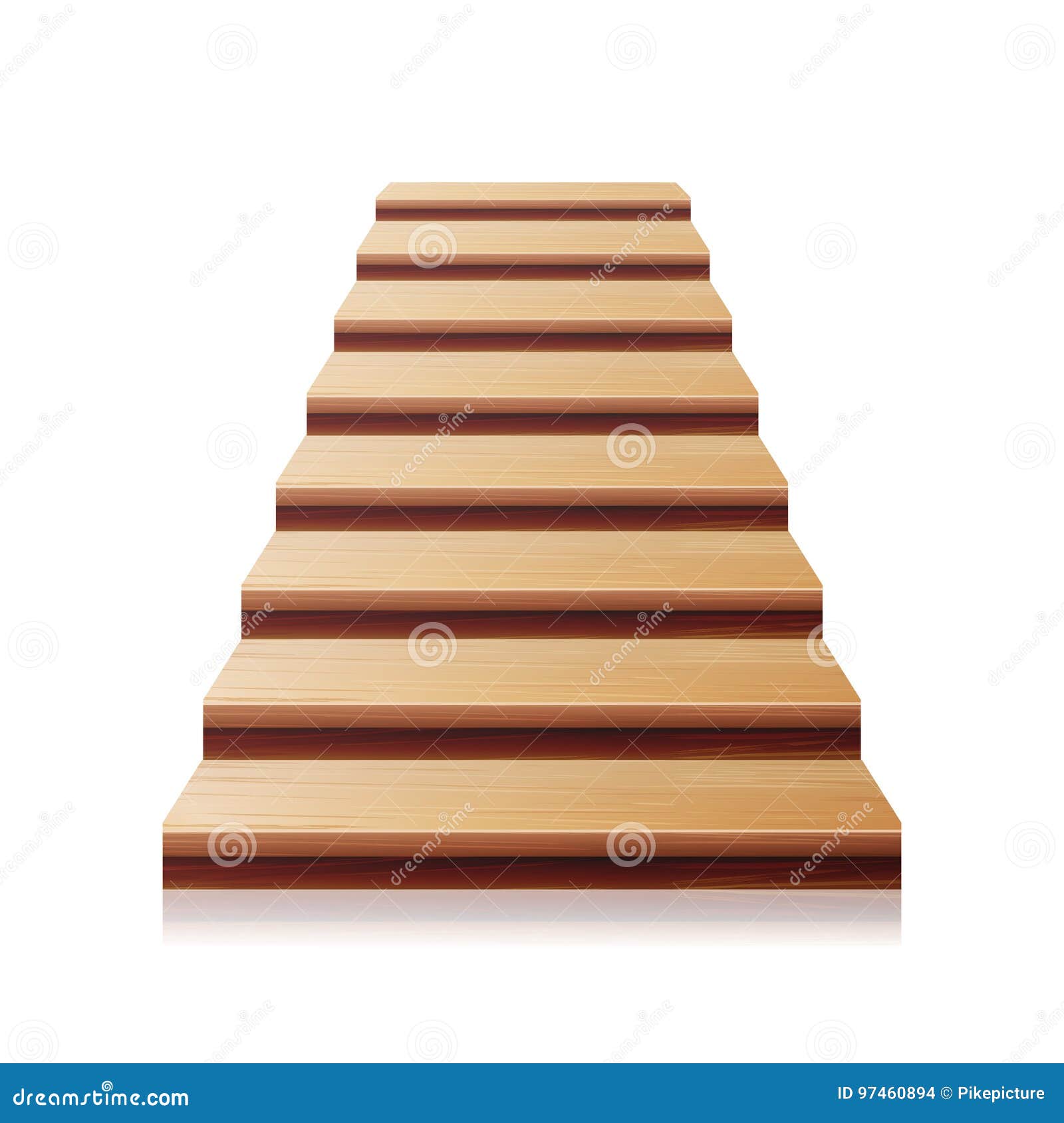 Wooden Staircase Vector. 3D Realistic Illustration. Front View ...