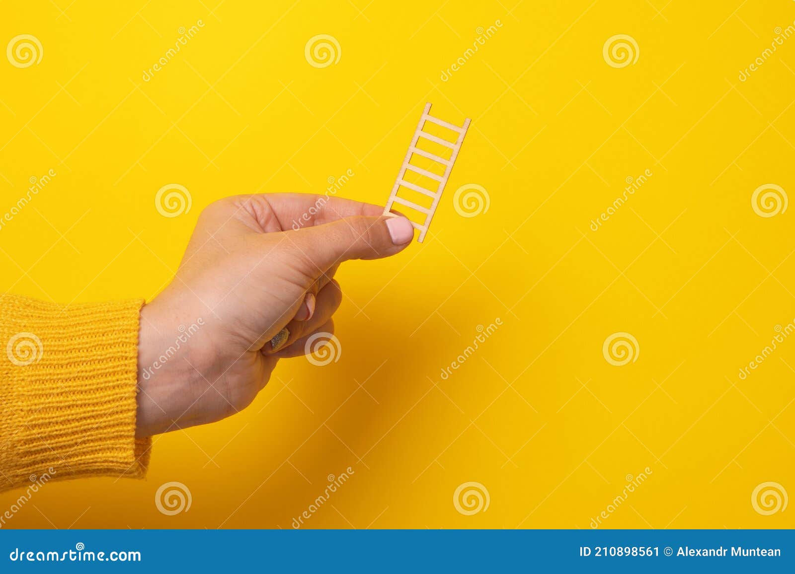 Wooden stairs in hand stock image. Image of stairway - 210898561
