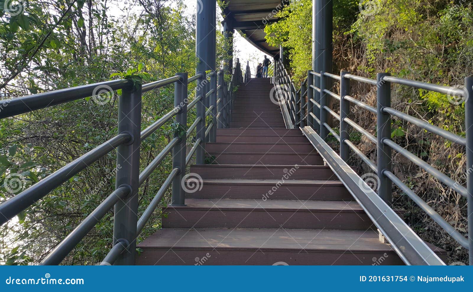 Wooden Stairs with Handrails on Both Sides Editorial Stock Image ...