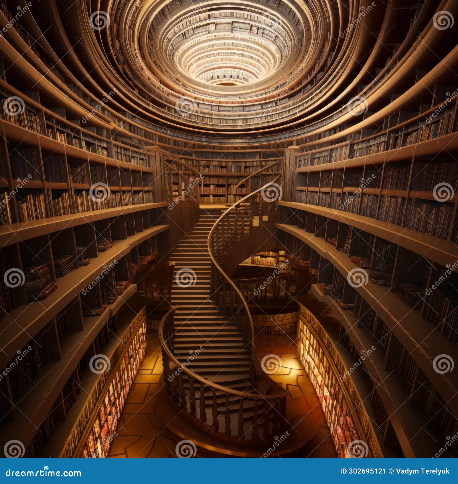 Wooden Stairs in Library. Library Interior Architecture Stock ...