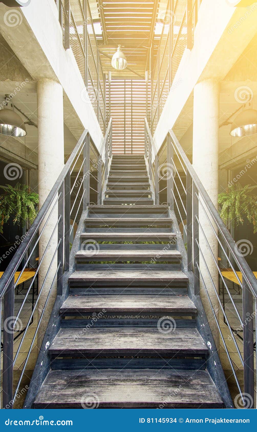 Wooden stairs in office stock photo. Image of furniture - 81145934