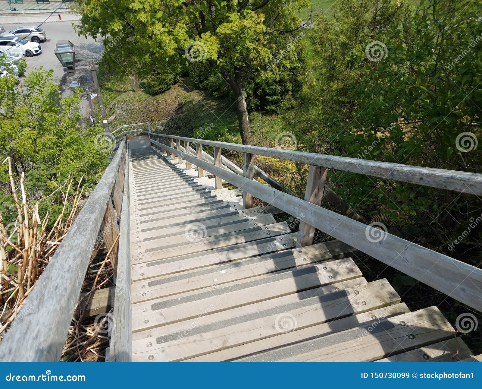 Wooden Stairs or Steps Going Down a Hill Stock Image - Image of stairs ...