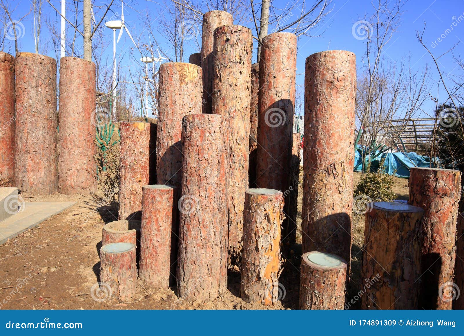 Wooden stake stock image. Image of fence, wood, texture - 174891309