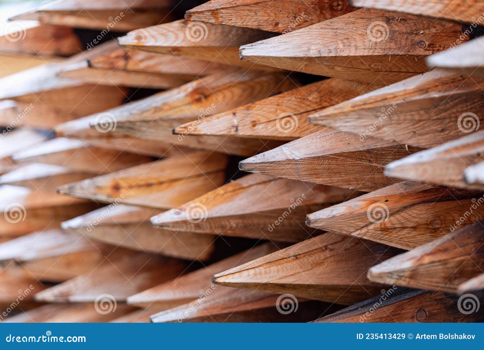 Wooden Stakes Pattern. Treated Tree Trunks Stock Image - Image of ...