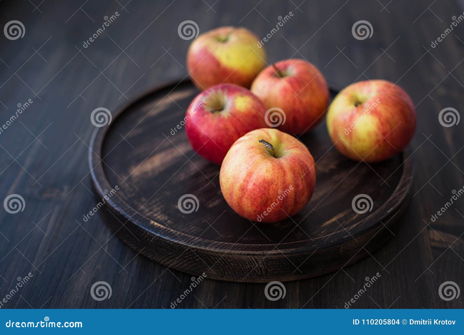 On a Wooden Stand Fresh Red Apples. Stock Photo - Image of acid ...