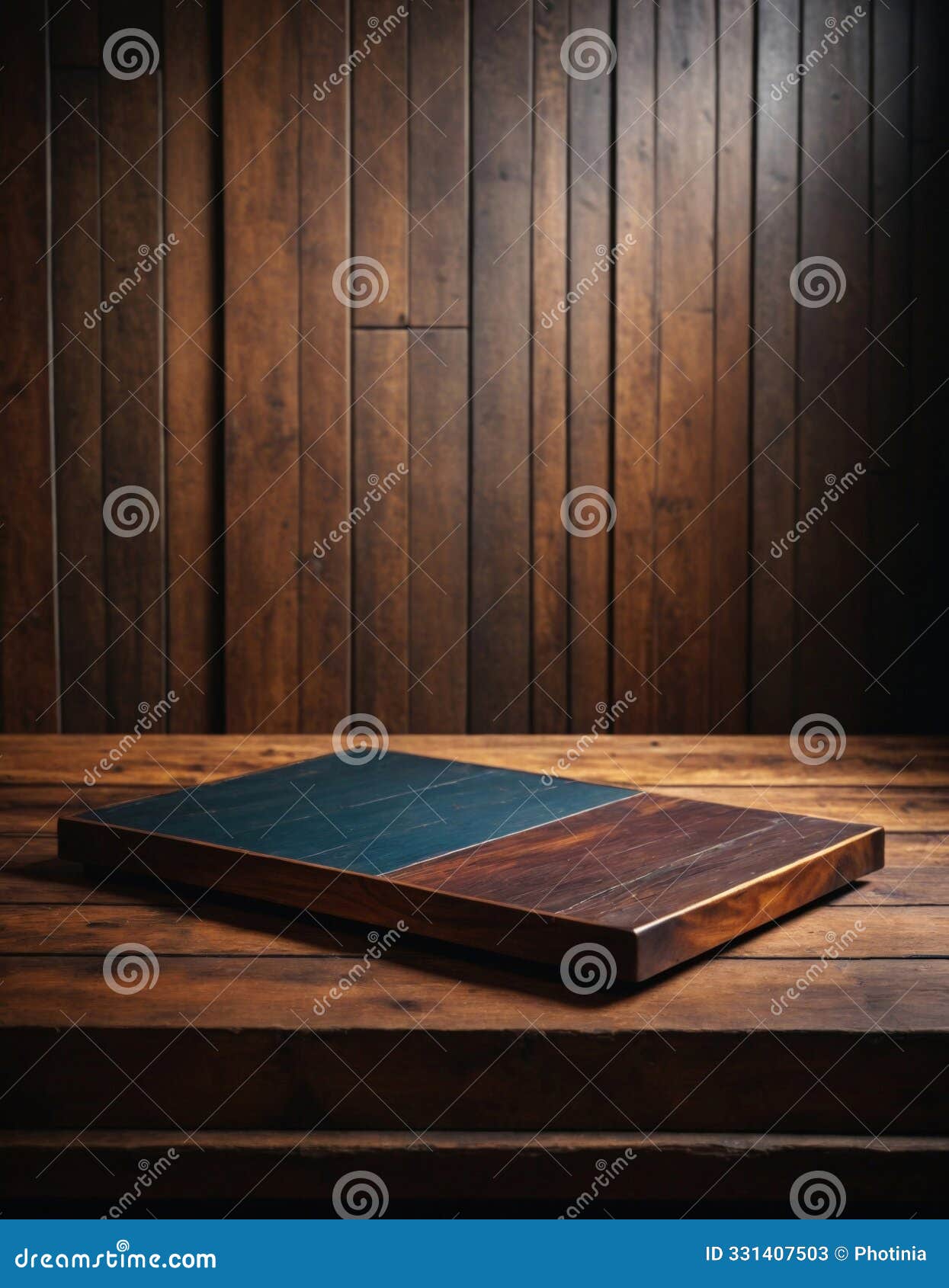Wooden Stand on a Wooden Table Against a Wall Stock Illustration ...
