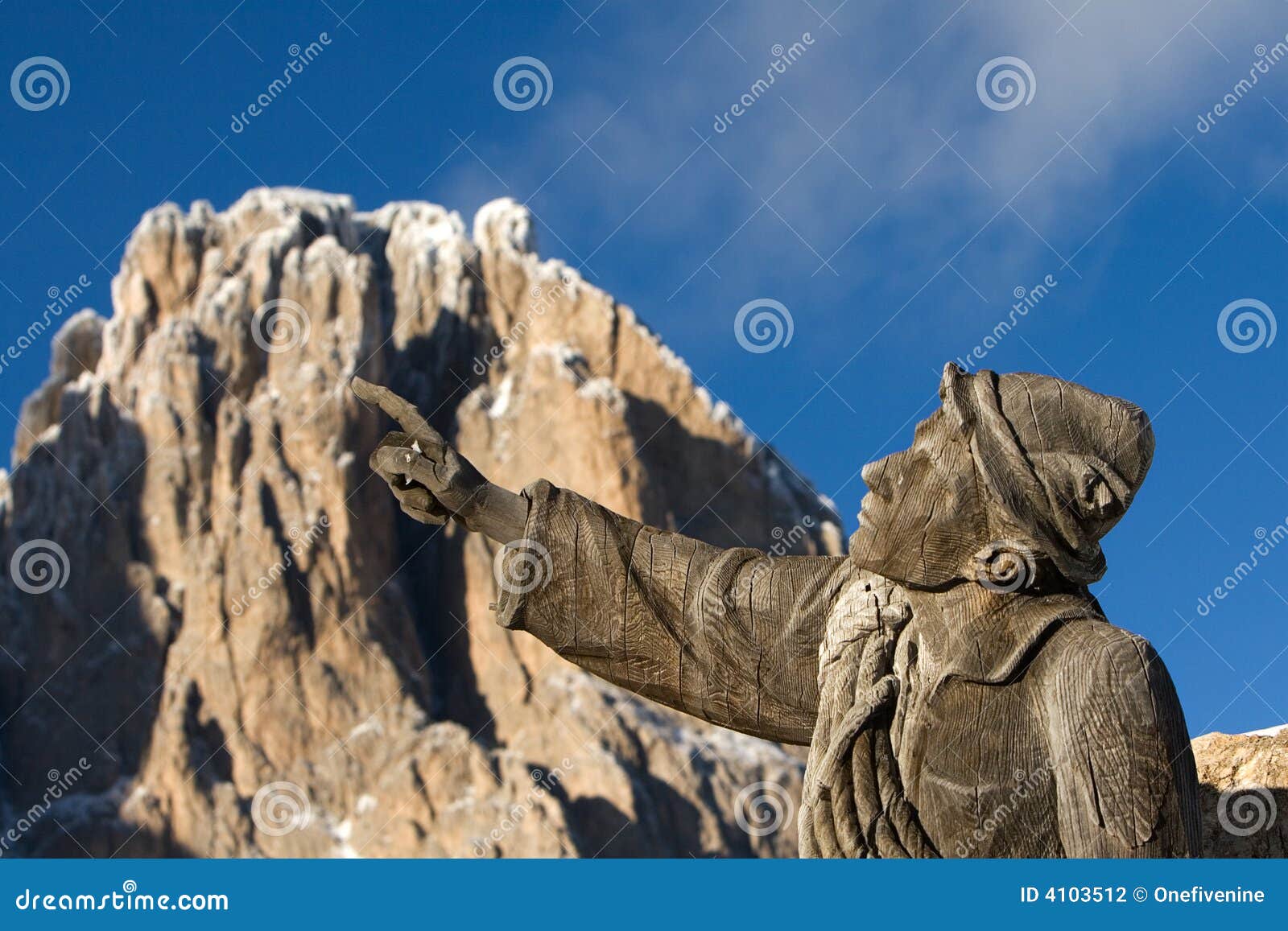Wooden Statue Man Pointing stock photo. Image of climb - 4103512