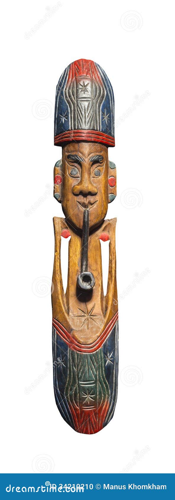 Wooden Statue Smoking a Pipe Stock Photo - Image of spirit, wooden ...