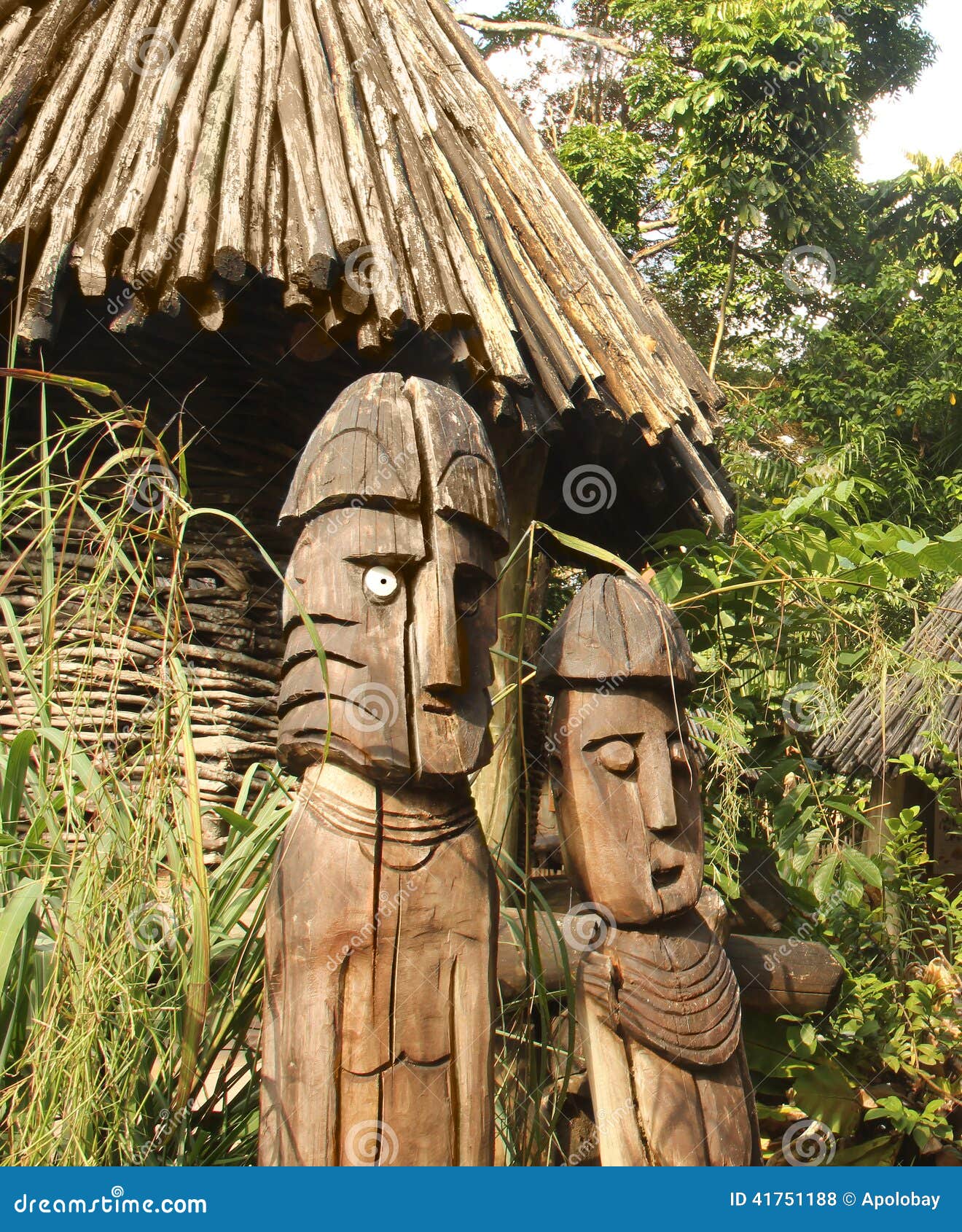 Wooden Statues of Aboriginal Stock Photo - Image of island, bungalow ...