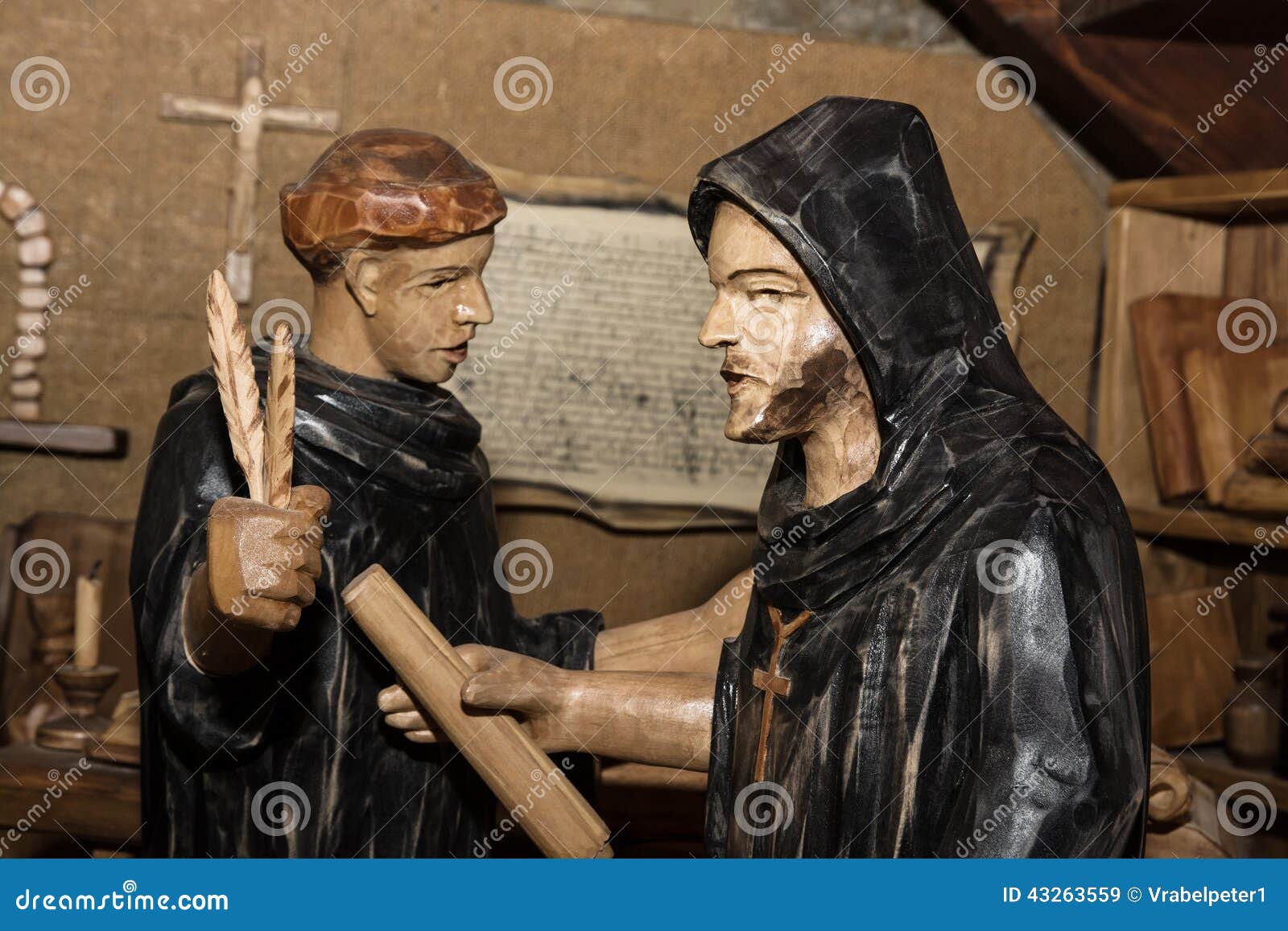 Wooden Statues - Monks in the Monastery Stock Image - Image of ...