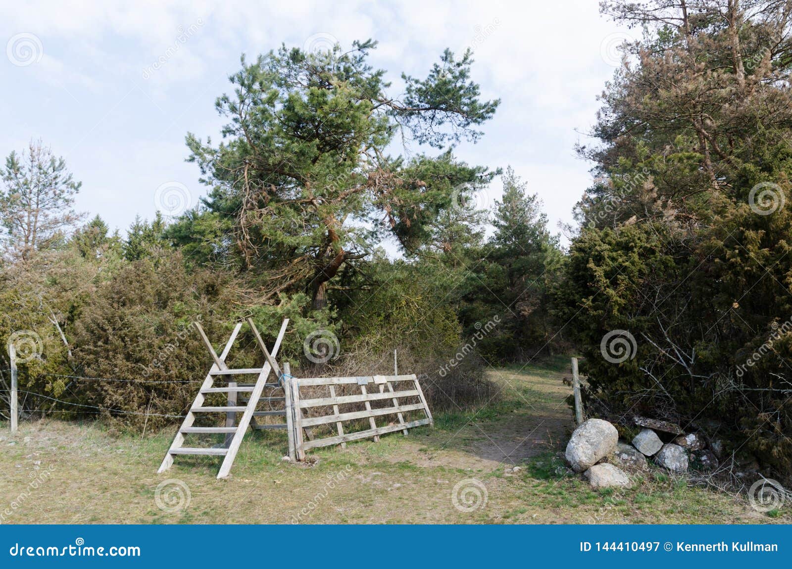 Wooden Stile and an Open Wooden Gate in the Countryside Stock Image ...