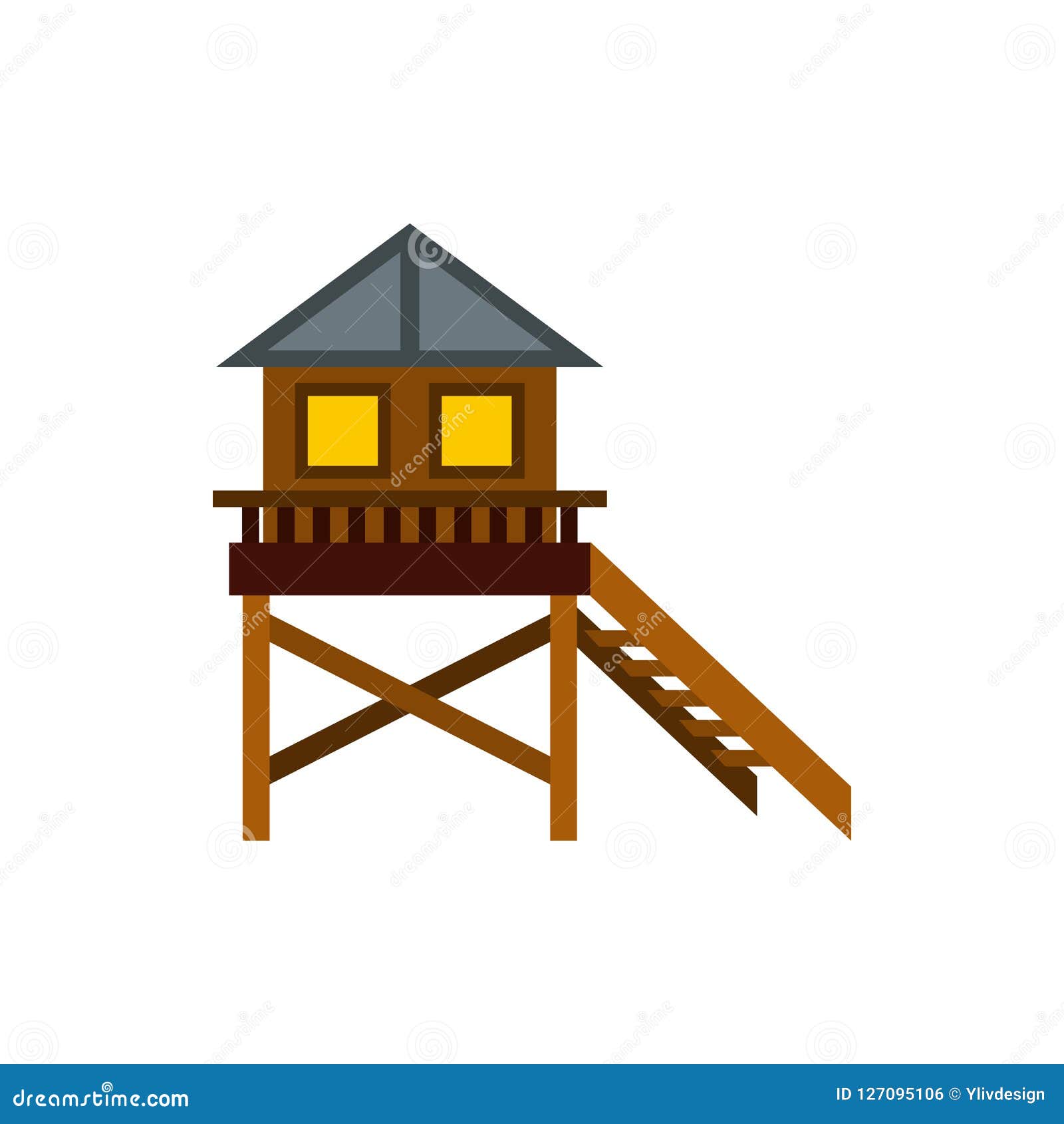 Wooden Stilt House Icon, Flat Style Stock Illustration - Illustration ... Wooden Stilt House Icon, Flat Style Stock Illustration - Illustration ...