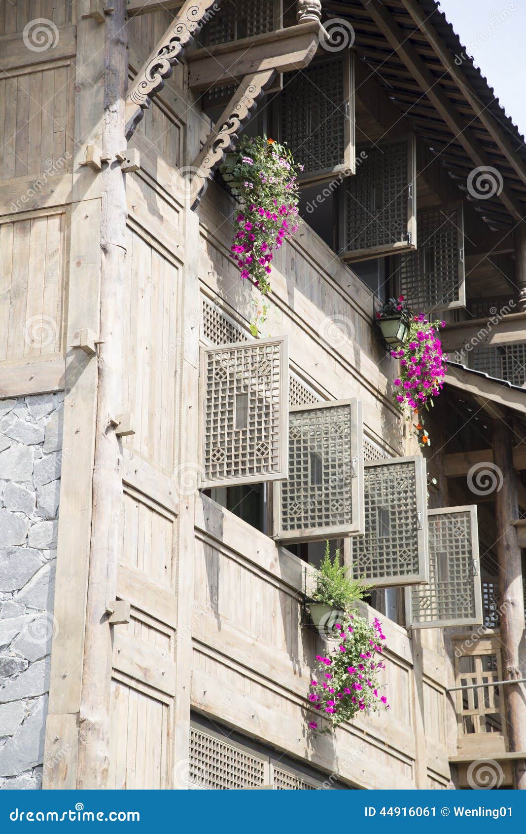 Wooden and stone hotel stock image. Image of building - 44916061