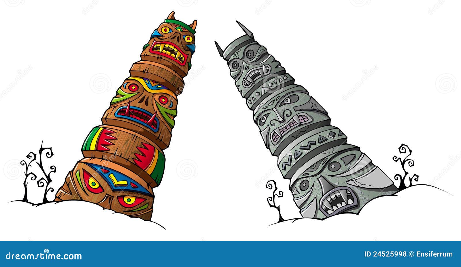 Wooden and stone idols stock vector. Illustration of element - 24525998