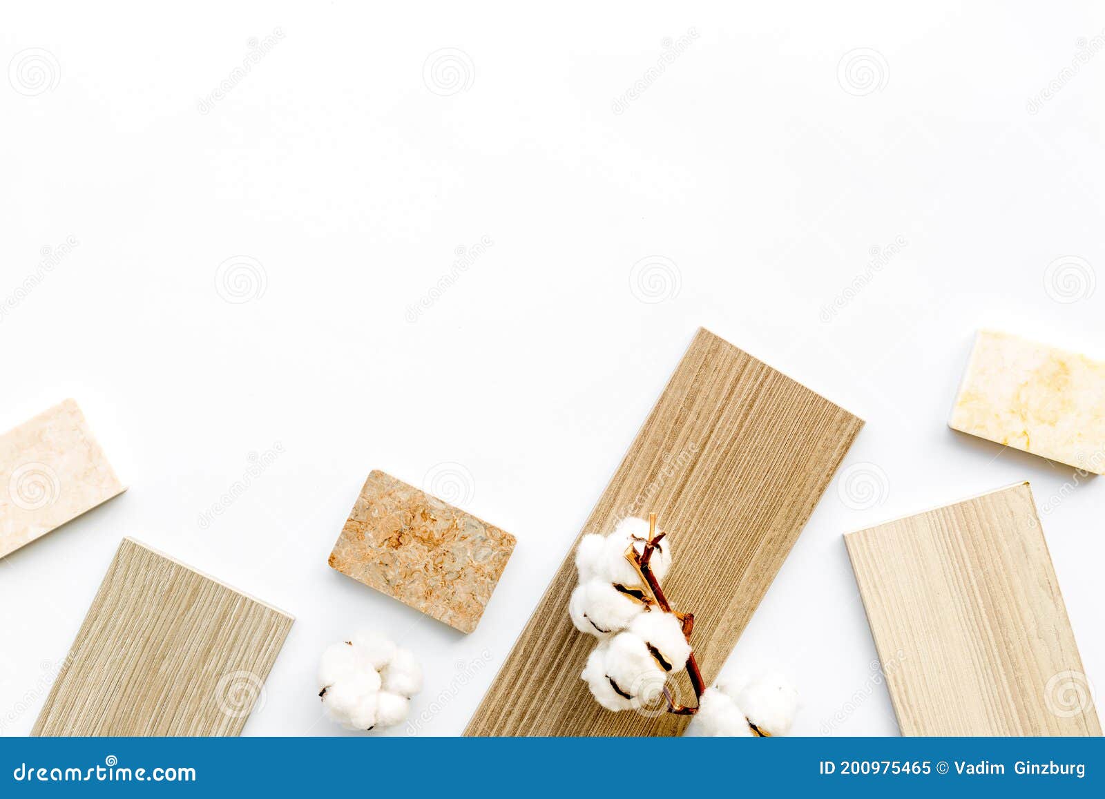 Wooden Stoneware and Kitchen Countertops Samples on the Table, Flat Lay ...