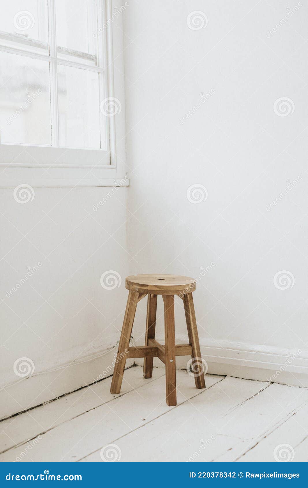 Wooden Stool in the Corner of a Room Stock Photo - Image of decor ...