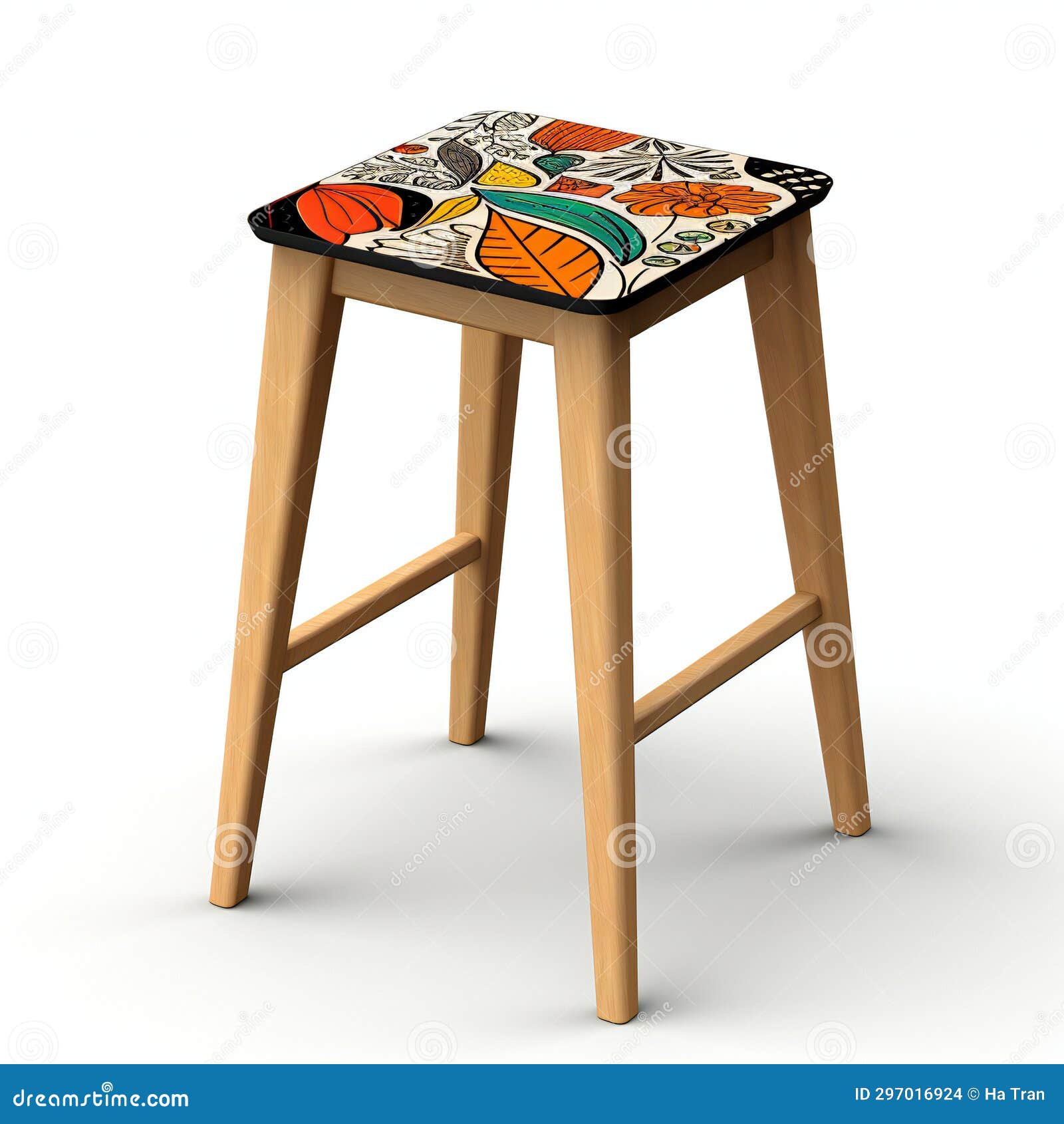 Wooden Stool with Hand Drawn Doodle Pattern Stock Illustration ...