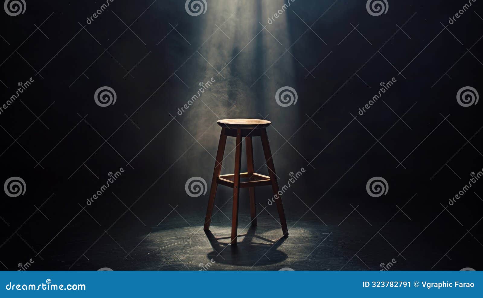 Wooden Stool in a Spotlight, Dramatic Studio Shot Stock Image - Image ...