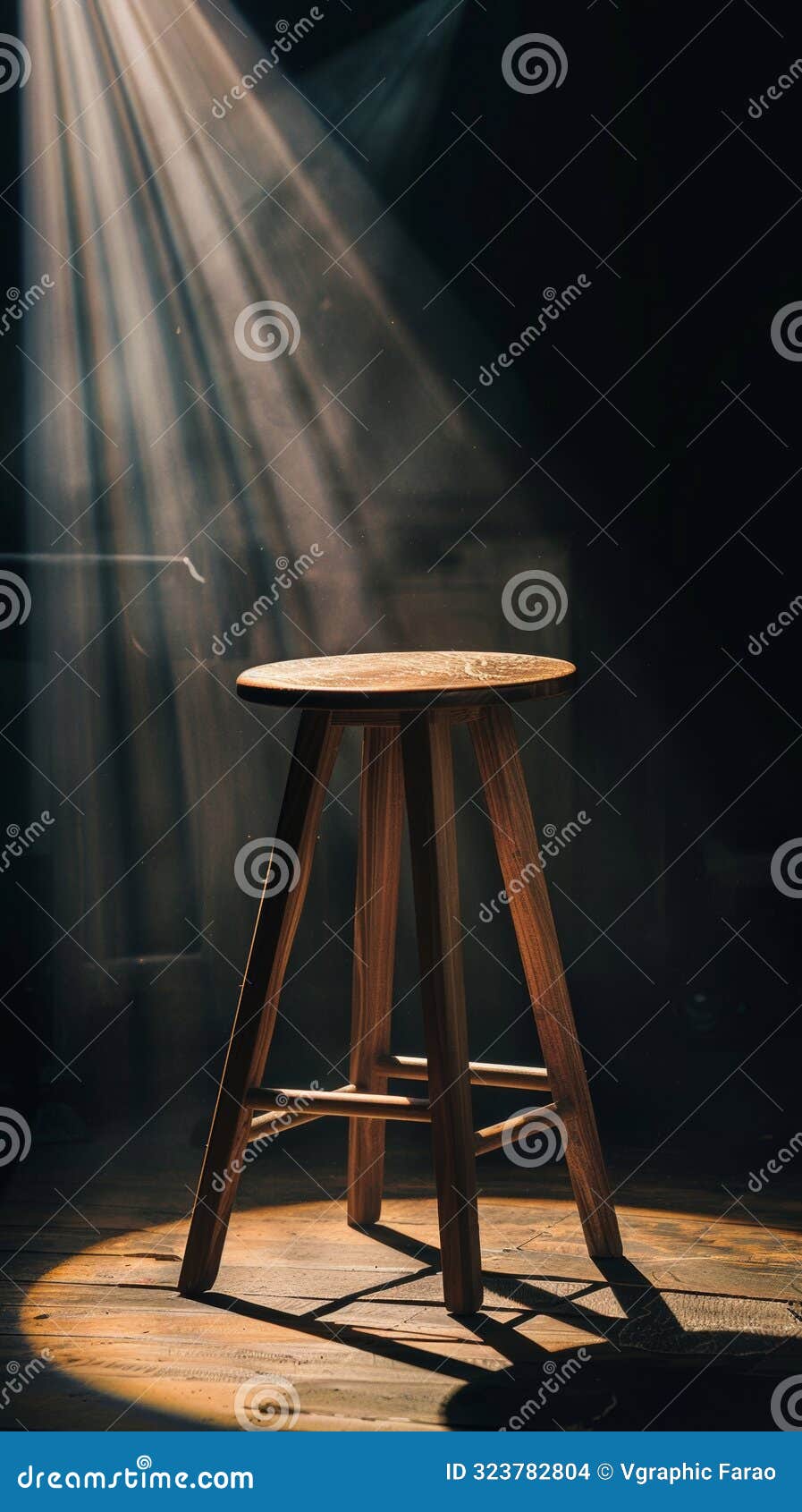 Wooden Stool on Stage with Dramatic Lighting, Theater and Performance ...