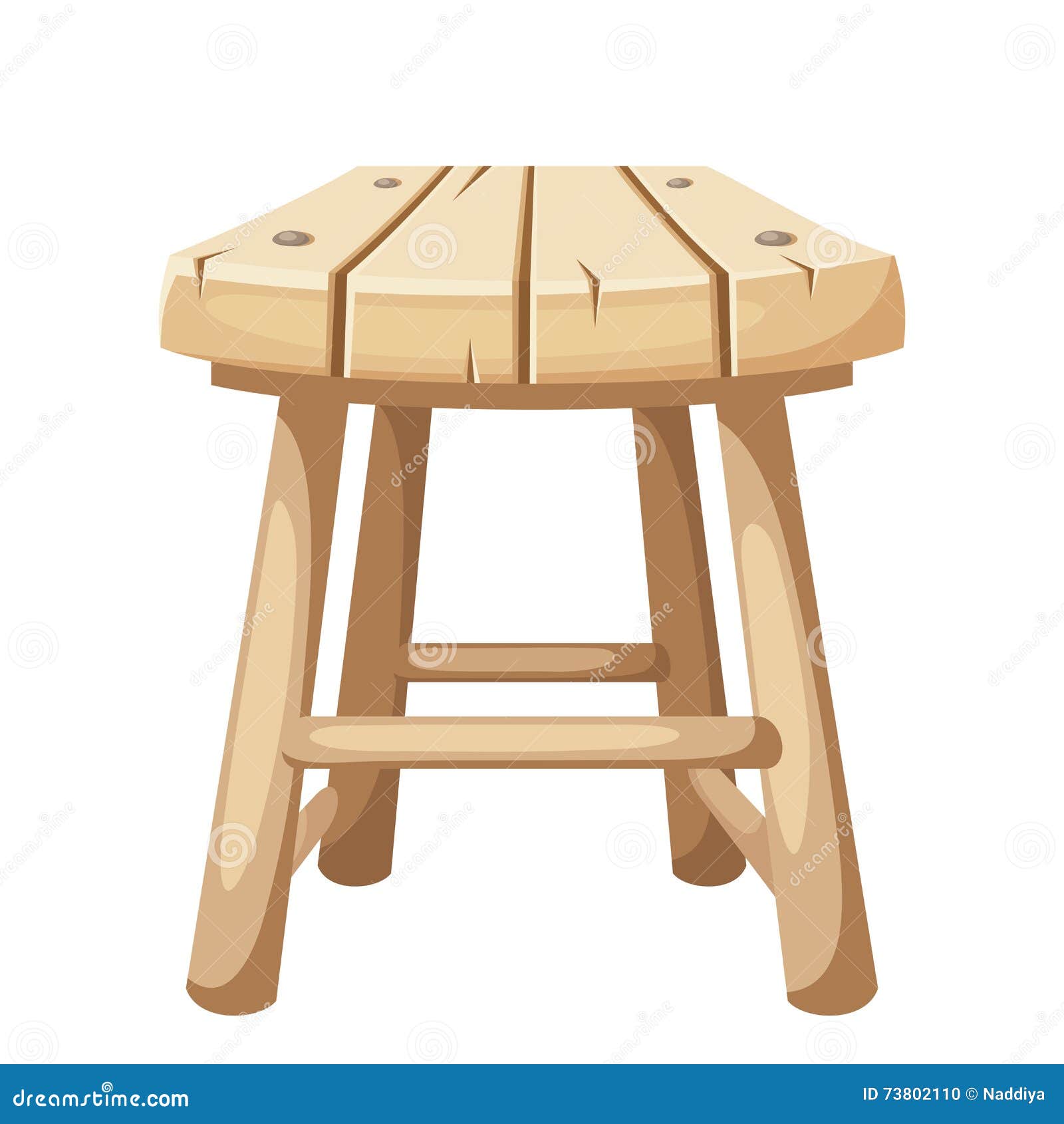 Wooden Stool. Vector Illustration. Stock Vector - Illustration of white ...