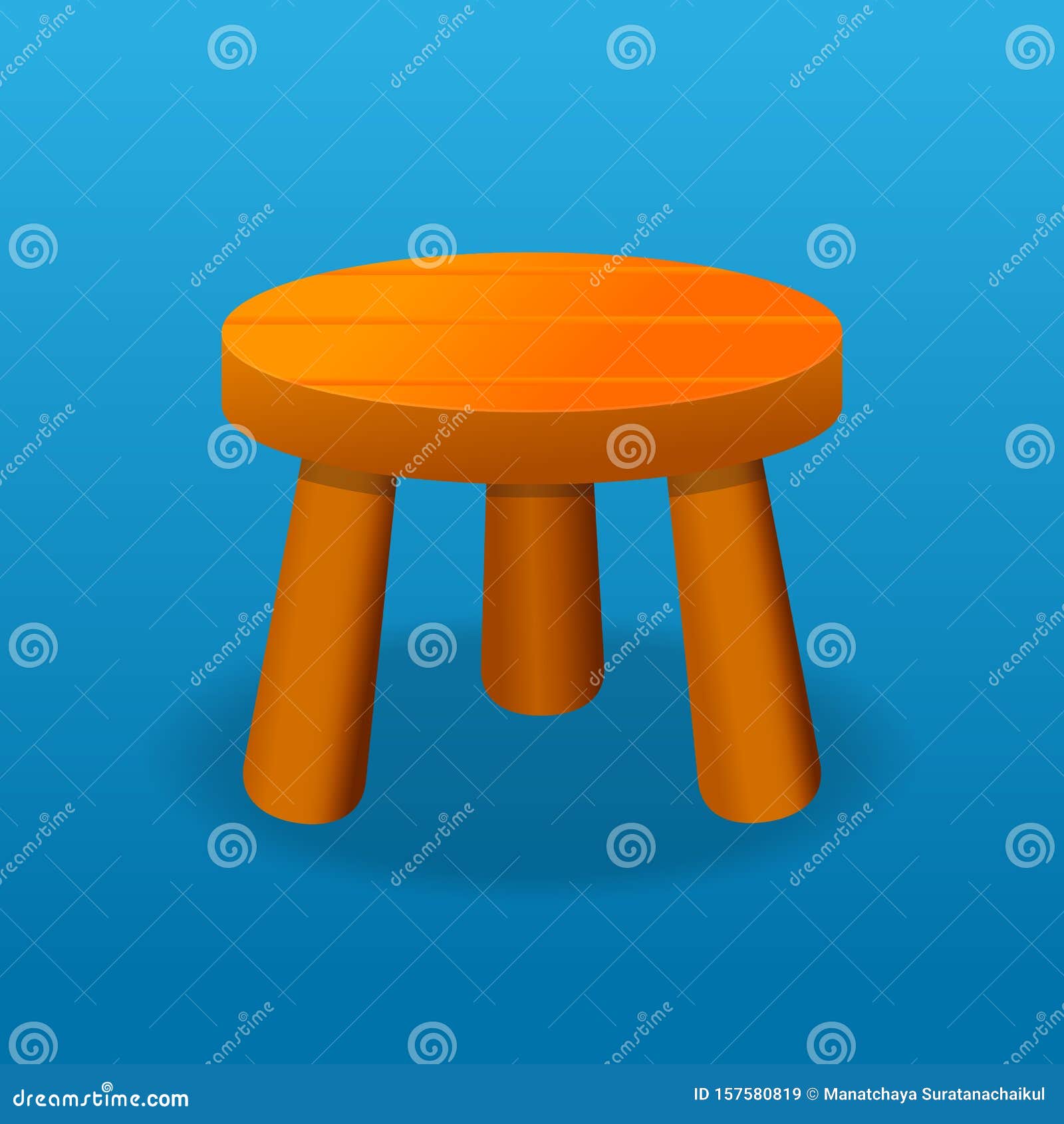 Wooden Stool Vector Illustration. Stock Illustration - Illustration of ...