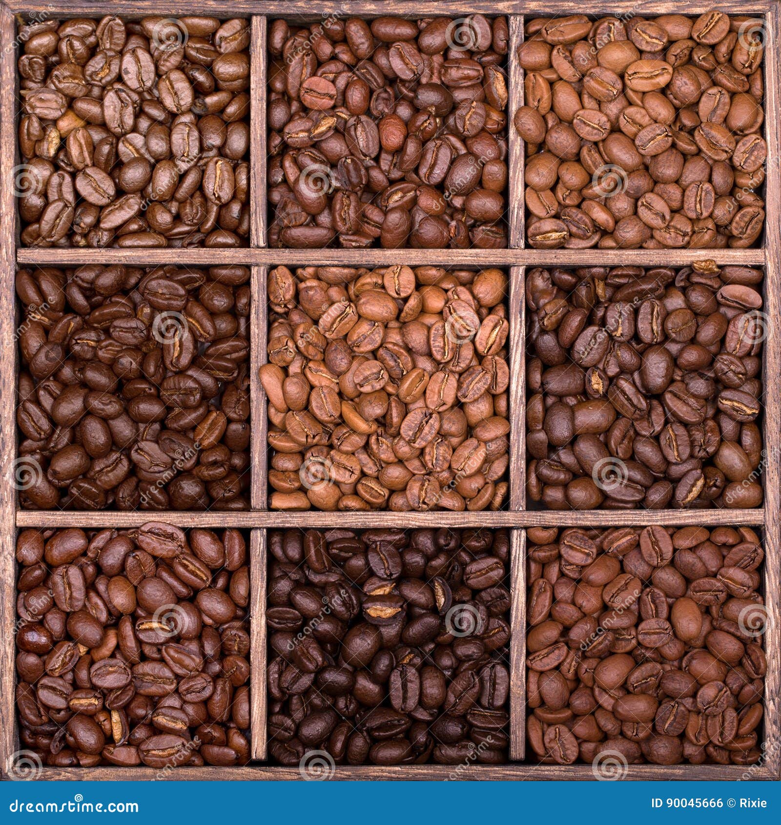 Wooden Storage Box Filled with Coffee Beans Stock Photo - Image of ...