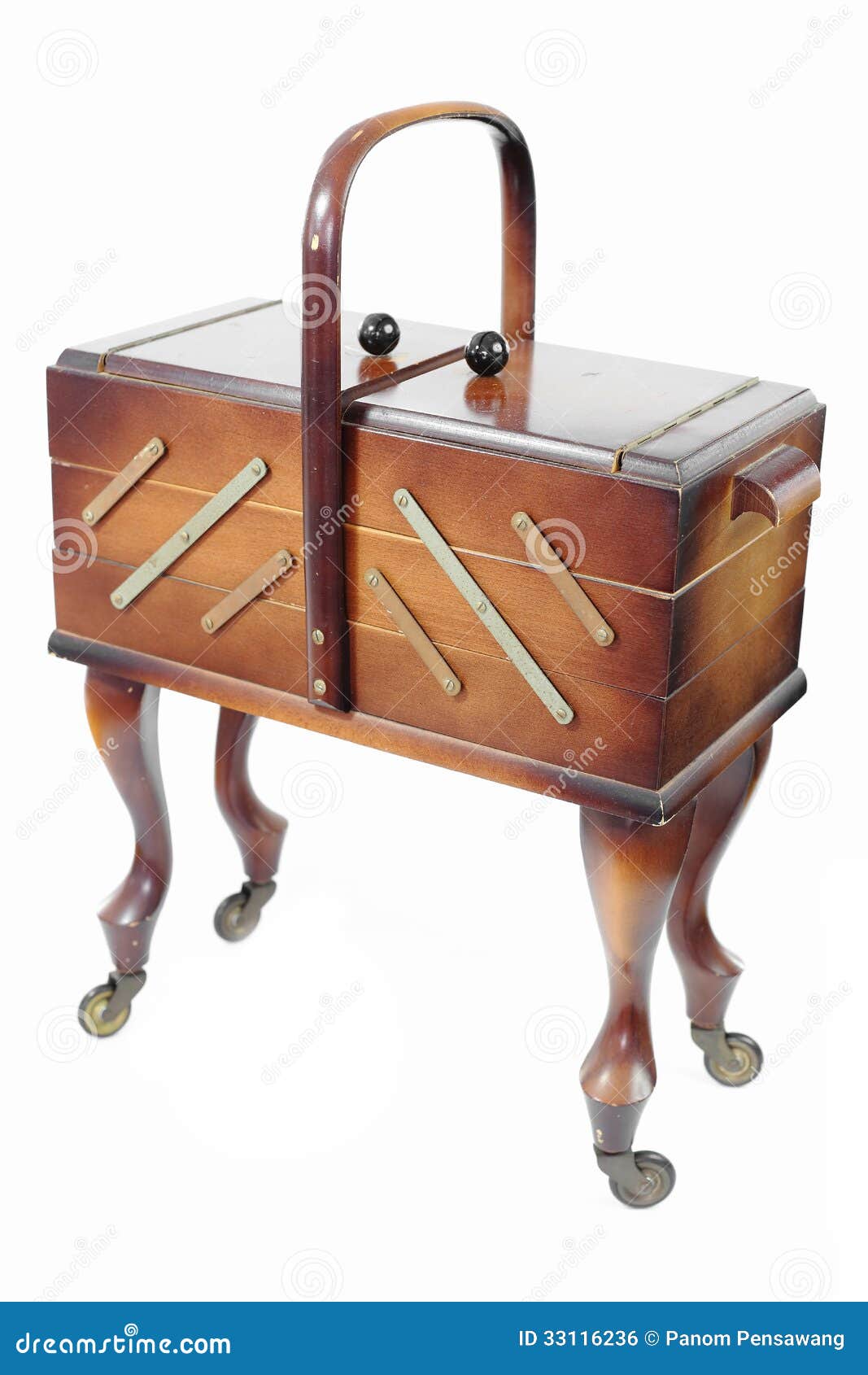 Wooden Storage Box. Needle and Thread Stock Photo - Image of equipment ...