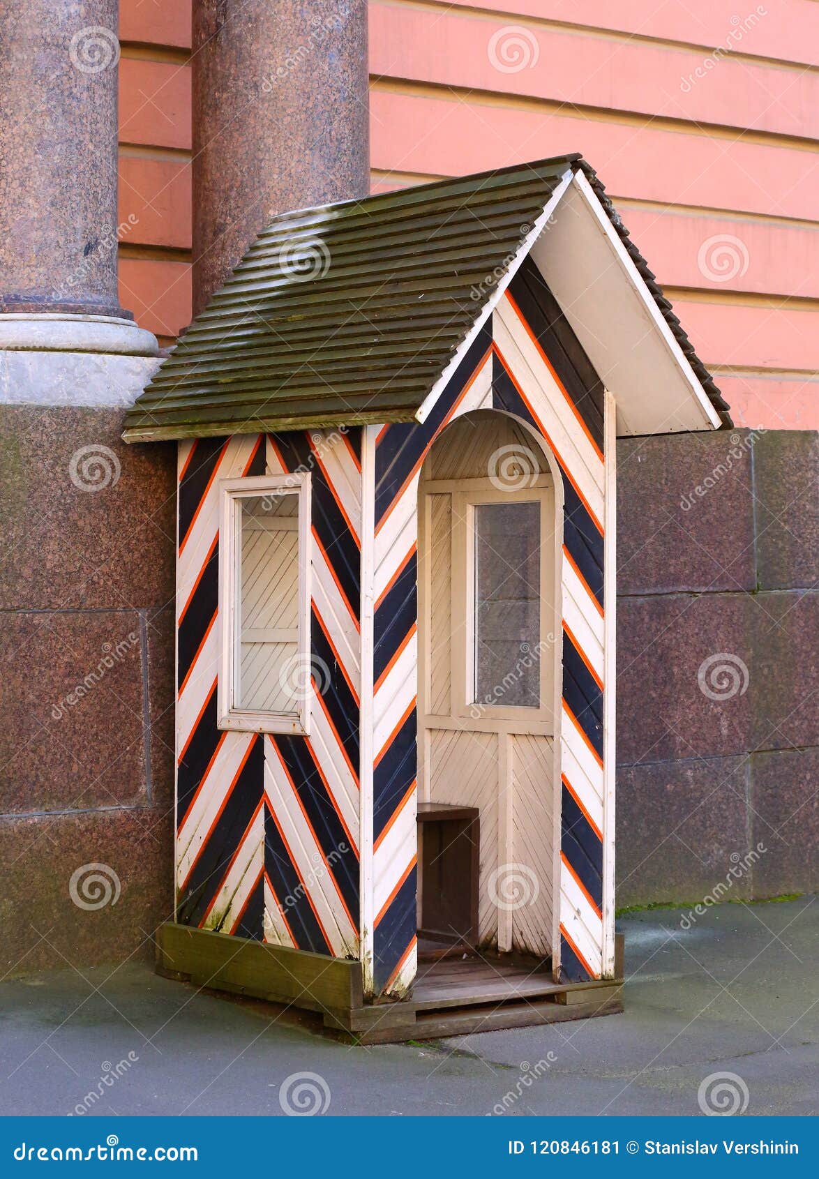 Wooden striped sentry-box stock image. Image of antique - 120846181